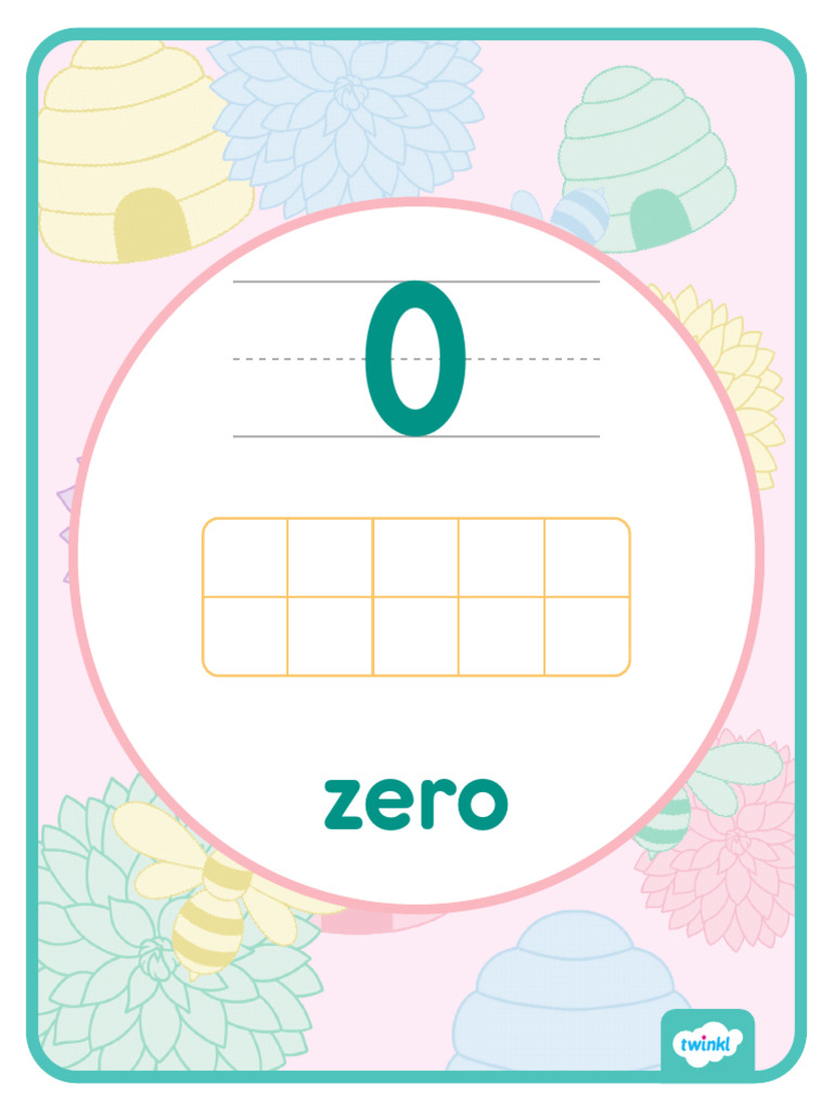 Color Pastel Bee Theme Numbers 0-20 Posters | PDF