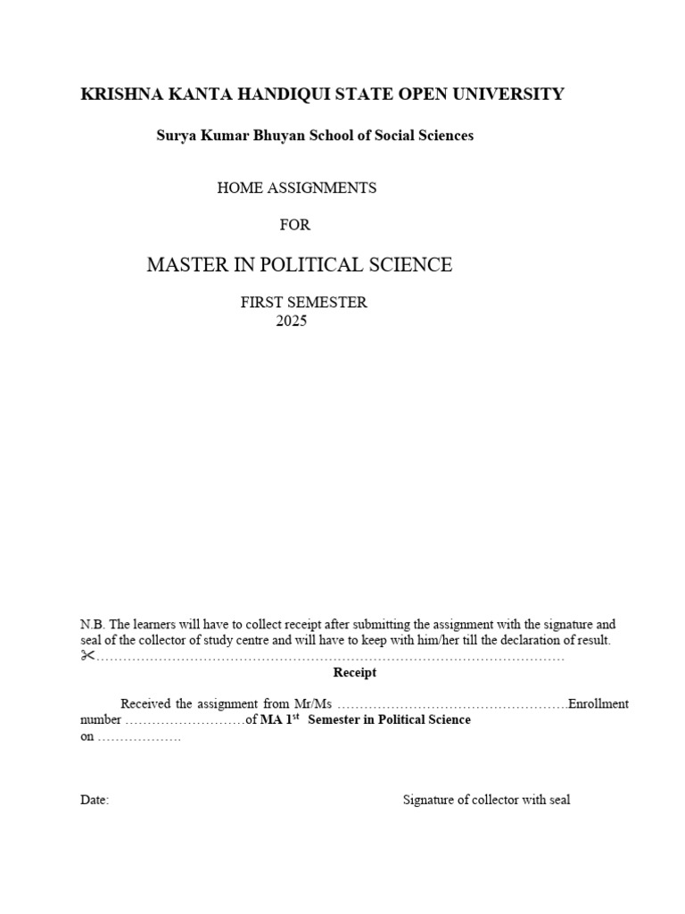 MA Political Science Assignments 2025 | PDF