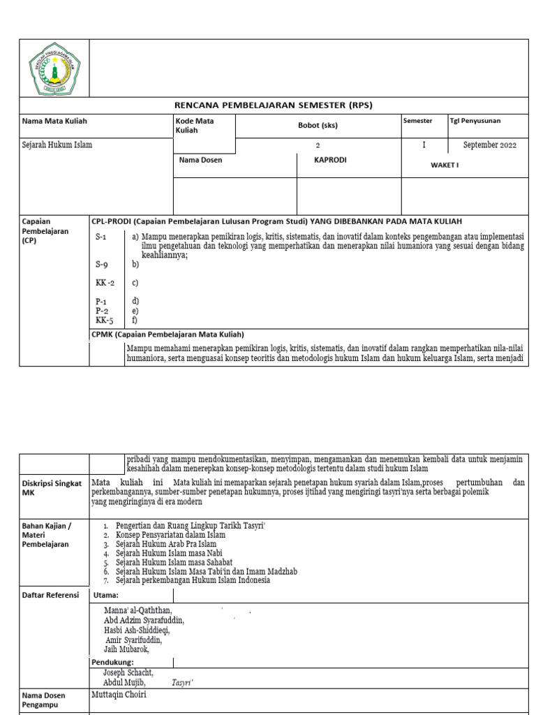 c5598 Rps Sejarah Hukum Islam PDF | PDF