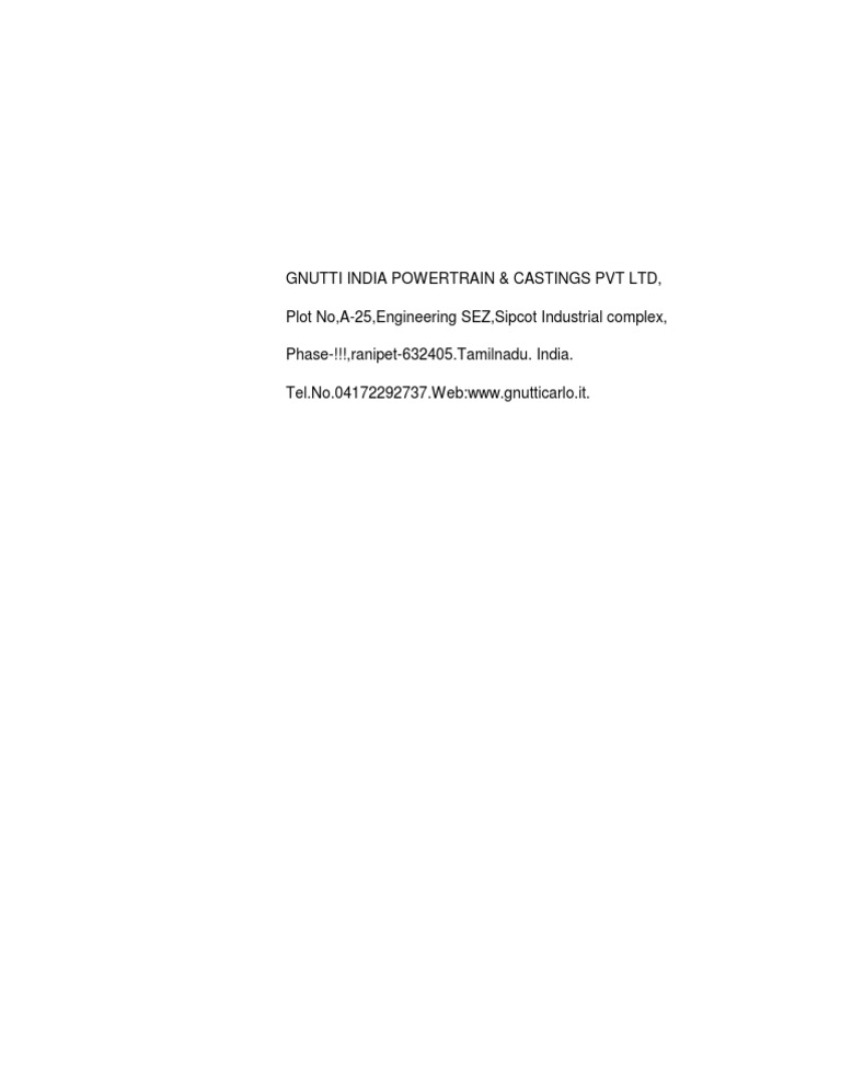 Gnutti India Powertrain & Castings Info | PDF