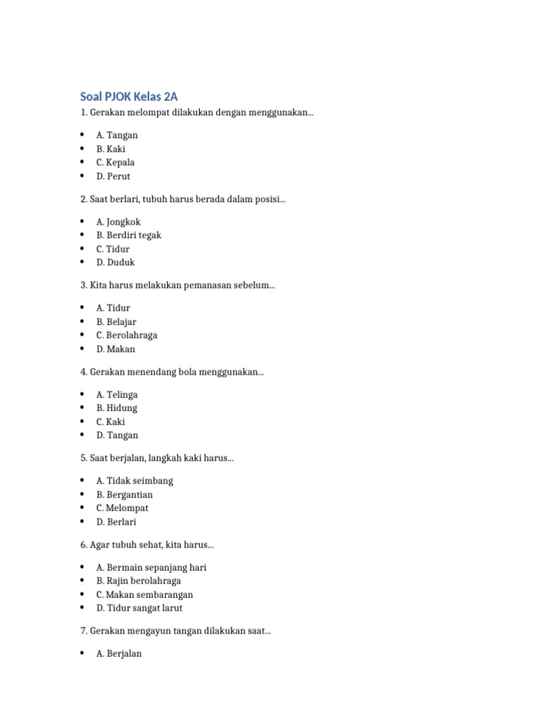 Soal_PJOK_Kelas_2A | PDF