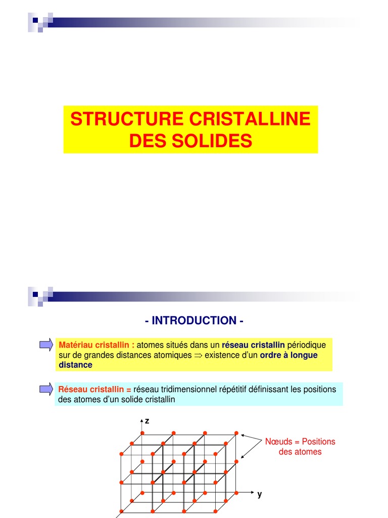 03- Structure Cristalline Des Solides | Cristallographie aux rayons X ...