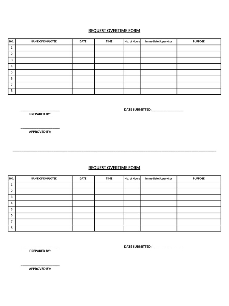 Ot Request Form | PDF
