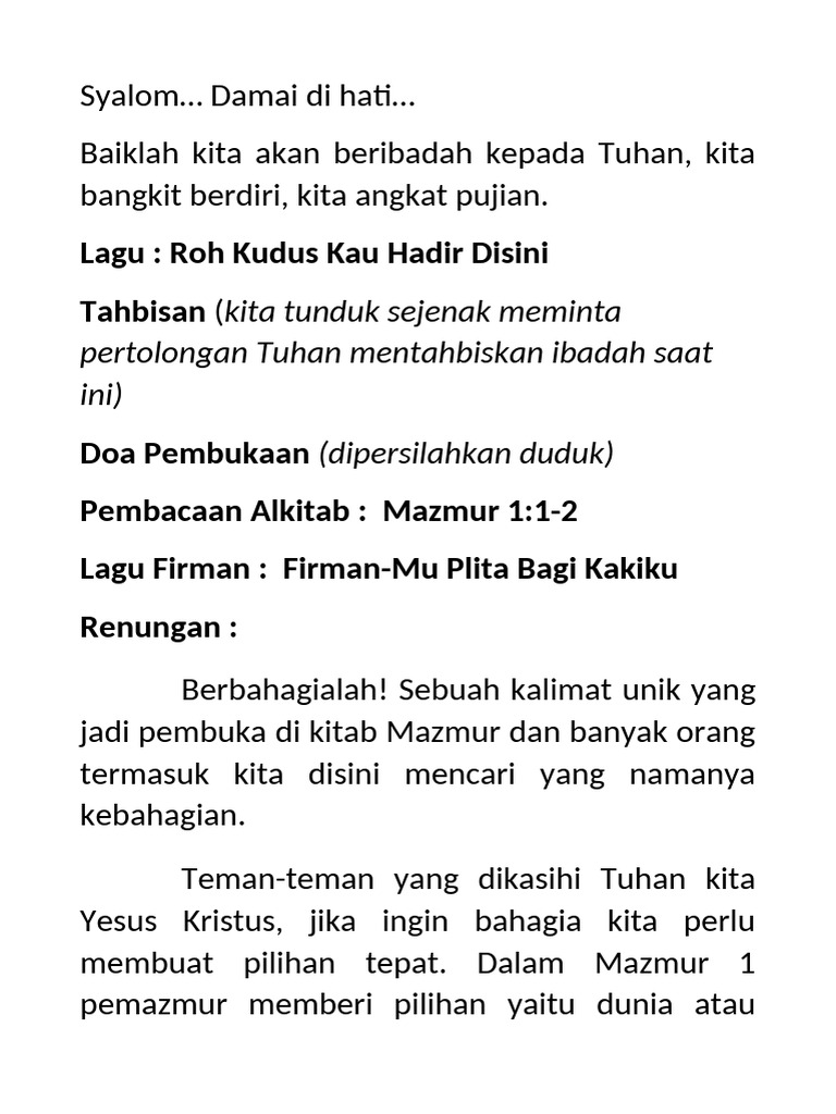 Kebahagiaan Melalui Pilihan Firman Tuhan | PDF