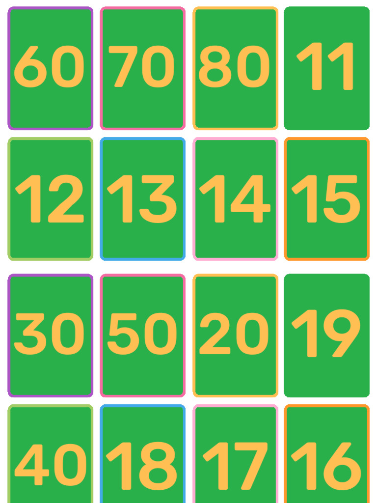 White Colorful Numbers From 1 To 20 Flashcards - 20251103 - 095507 ...