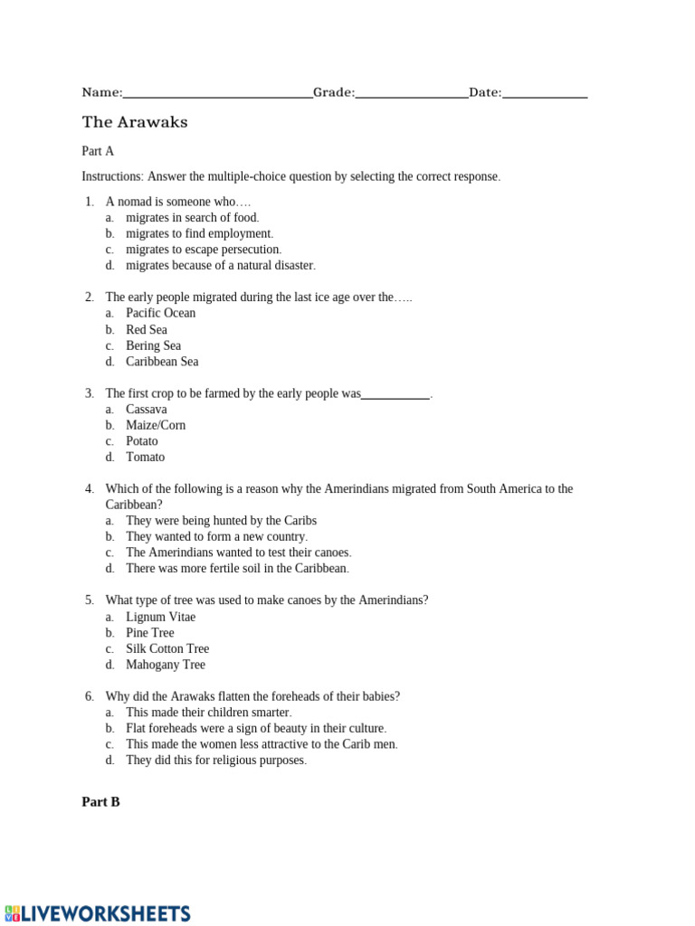 Arawak Culture and Migration Quiz | PDF