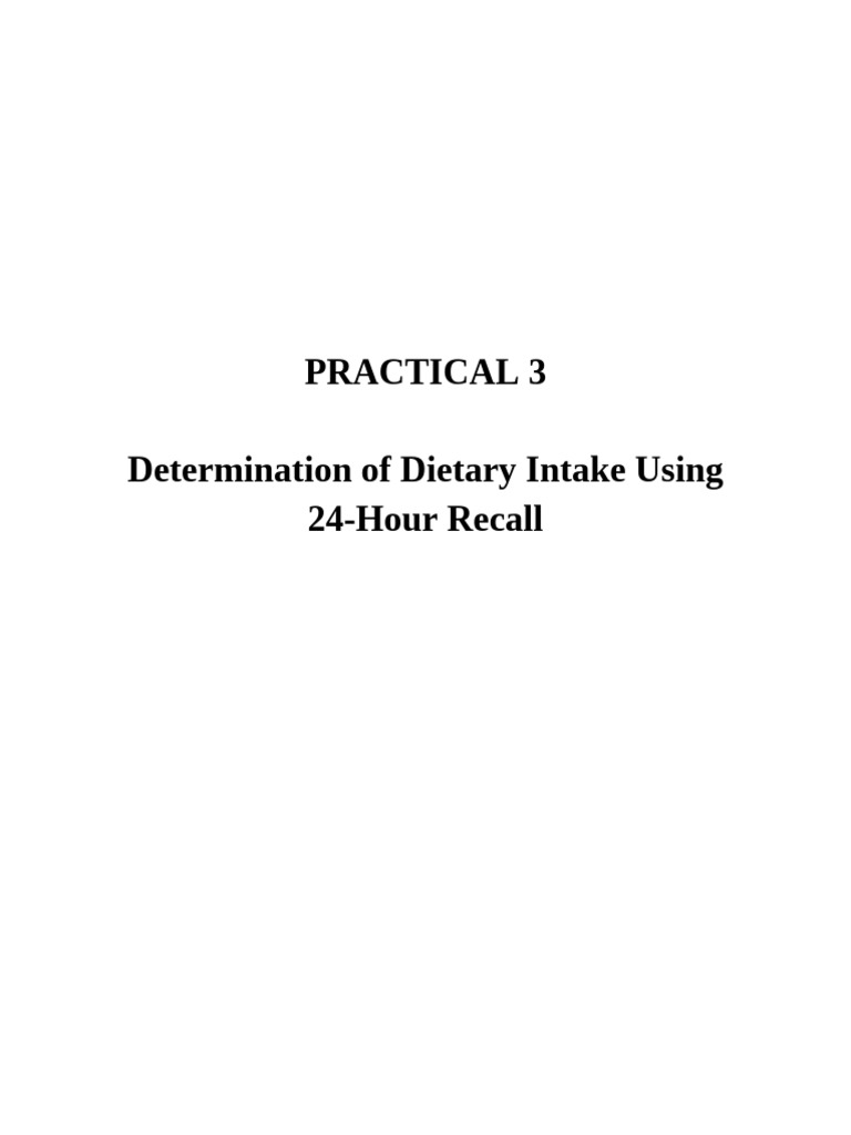 24-Hour Dietary Recall Analysis Guide | PDF | Nutrients | Calorie