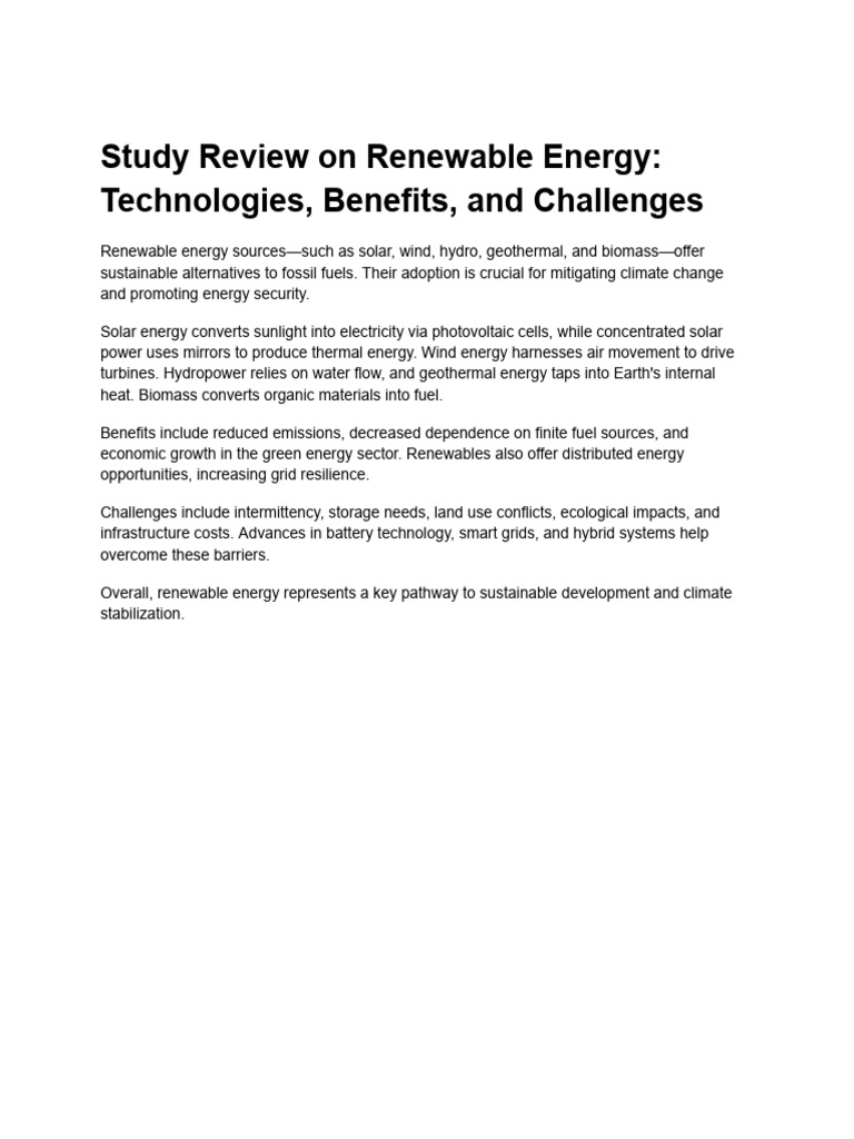 Study 8 Renewable Energy | PDF