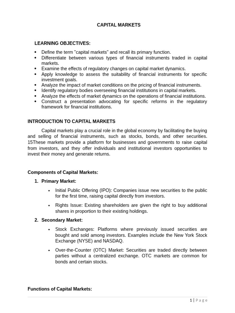 Understanding Capital Markets Dynamics | PDF | Bonds (Finance ...