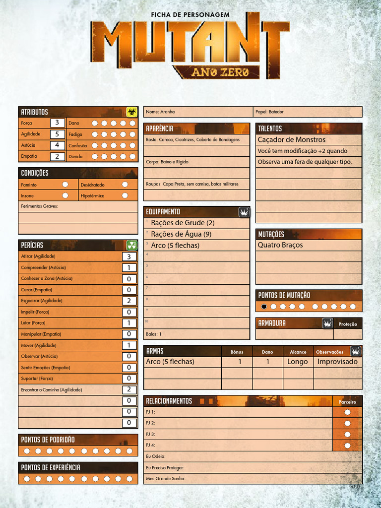 Ficha de Personagem para RPG: Atributos e Talentos | PDF