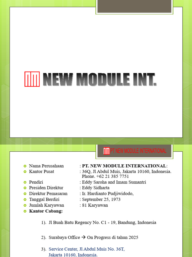 PPT Audiensi_PT. New Module International | PDF | Cement | Concrete
