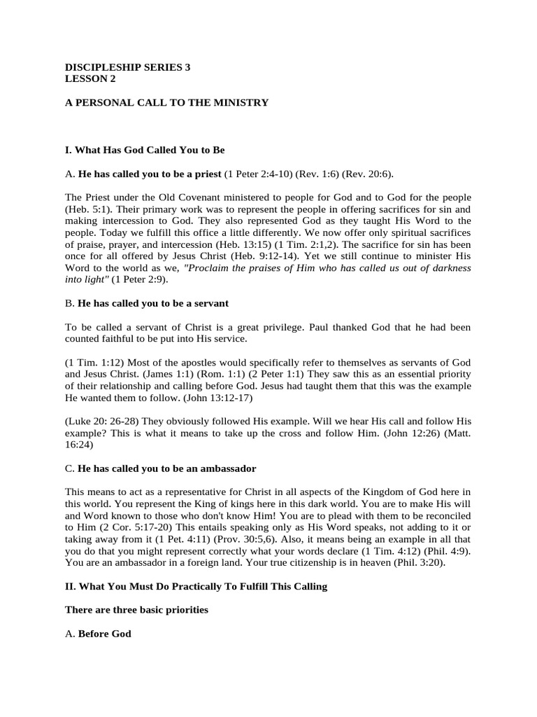 Personal Call to Ministry Explained | PDF | Spiritual Gift | Christian ...