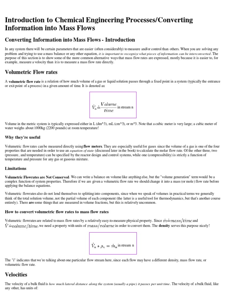 Converting Mass Flow Rate | PDF | Mole (Unit) | Fluid Dynamics