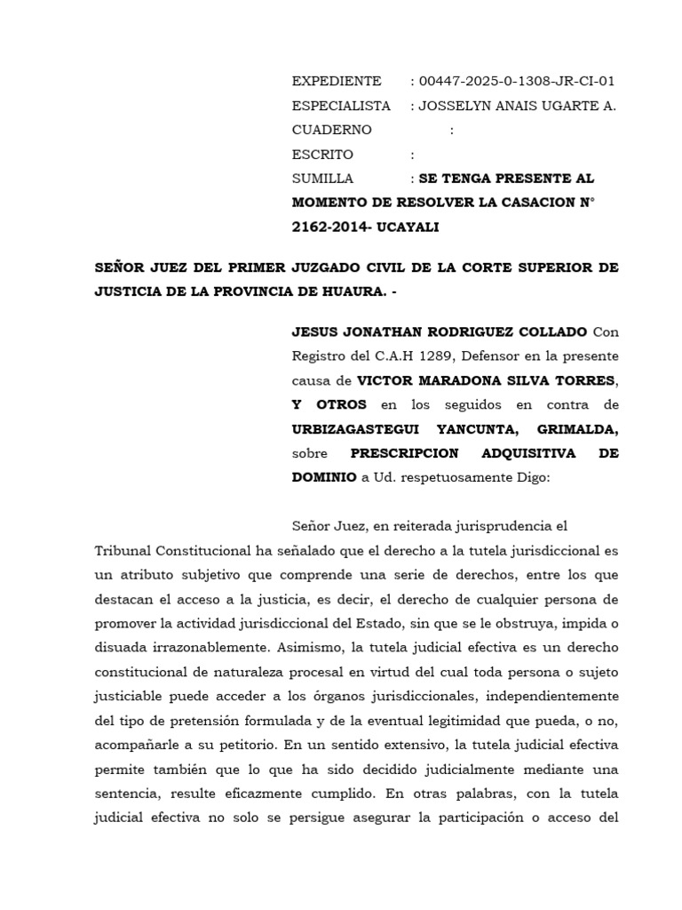 Se Tenga Presente Al Momento de Resolver - Silva Torre Victor y Otros ...