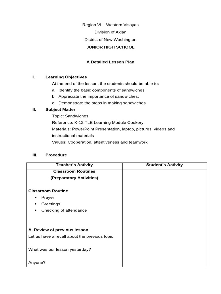 Crissa Lesson Plan Junior | PDF