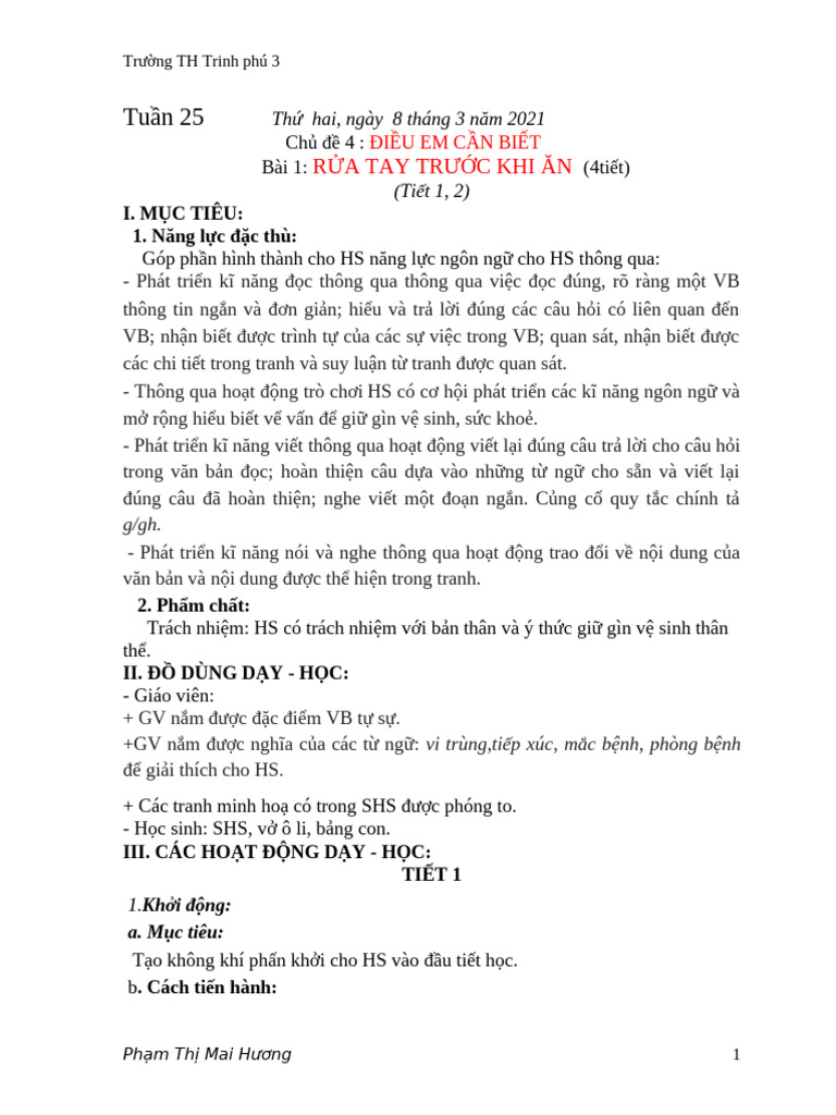 Kh Day Hoc Tv Tuan 25 | PDF