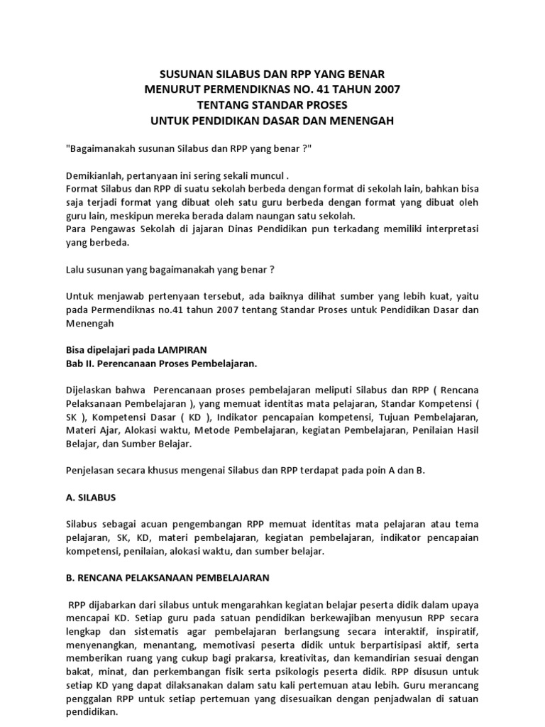 Susunan Silabus Dan RPP Yang Benar | PDF
