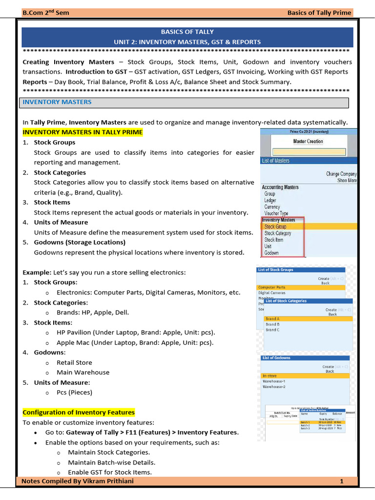 Tally Prime Inventory Management Guide | PDF | Balance Sheet | Debits ...