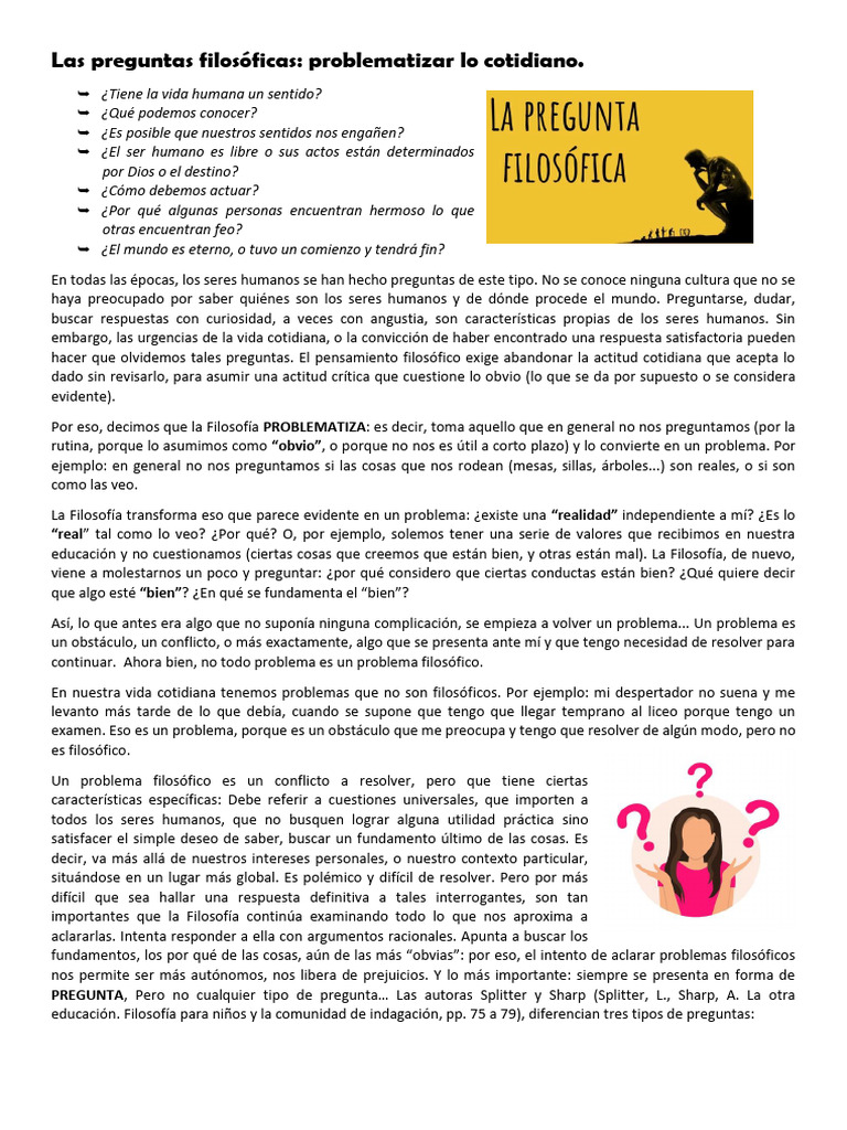 Preguntas Filosóficas que Transforman la Vida | PDF | Conocimiento ...