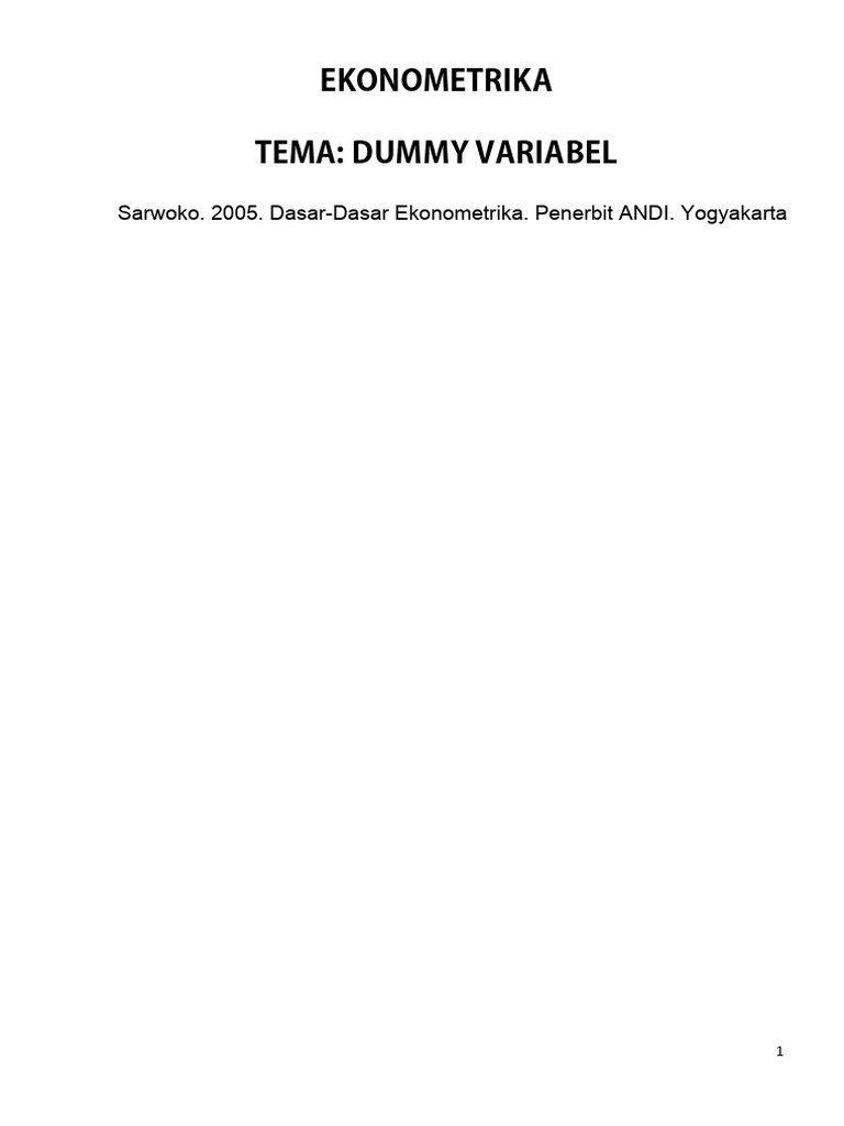2 Ekonometrika - Dummy Variabel | PDF