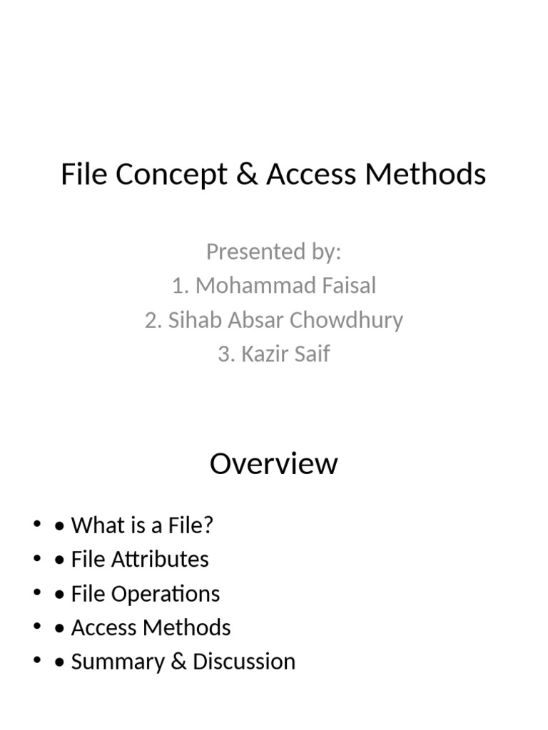 Professional File Concept Access Methods Presentation | PDF | Computer ...