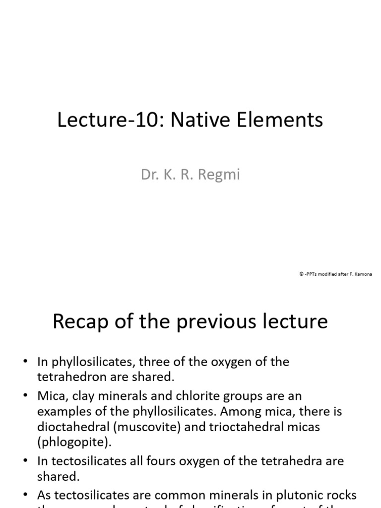 GEOL 201, Lecture-10, Native Elements | PDF | Natural Materials | Materials