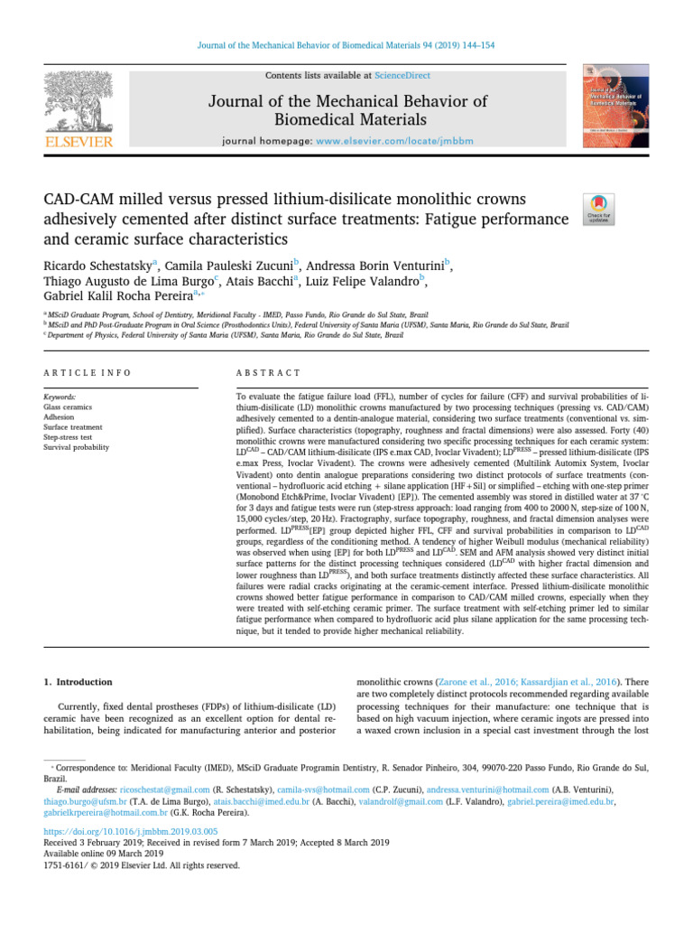 Milled Vs Presable e Max Crowns | PDF | Atomic Force Microscopy ...