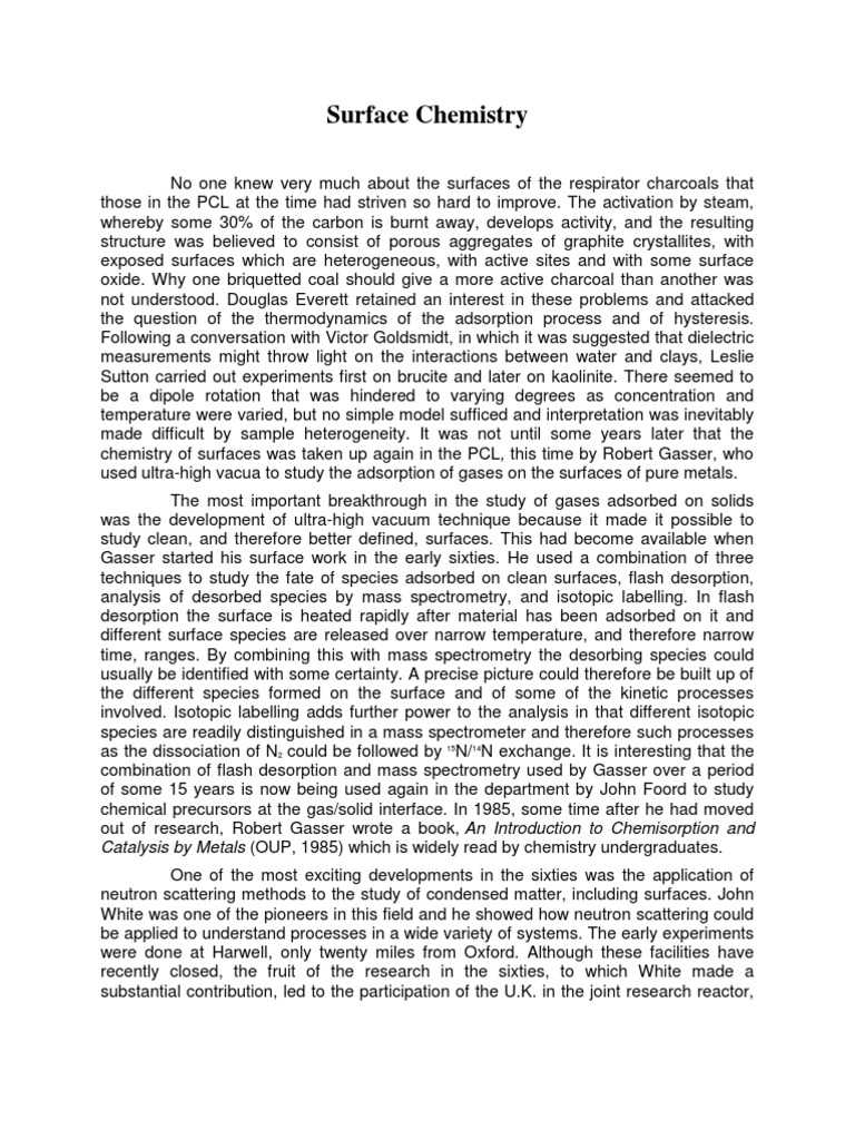 Surface Chemistry | PDF | Surface Science | Adsorption