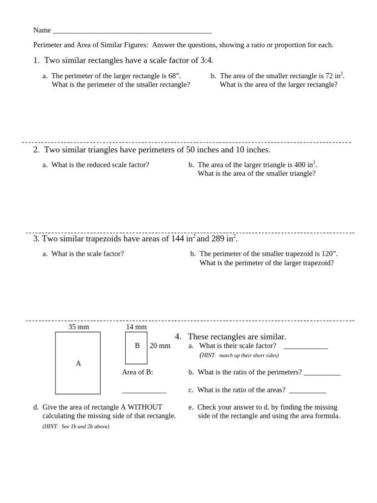 Perimeter and Area of Similar Figures | PDF