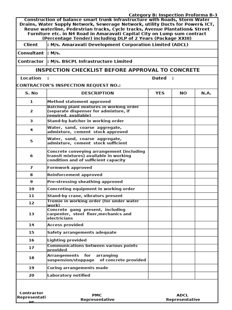 Category B Inspection Proforma B3 | PDF | Concrete | Construction Aggregate