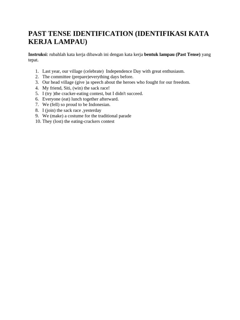 Past Tense Identification | PDF