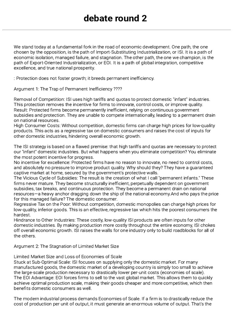 Debate Round 2 | PDF | Economies Of Scale | Taxes