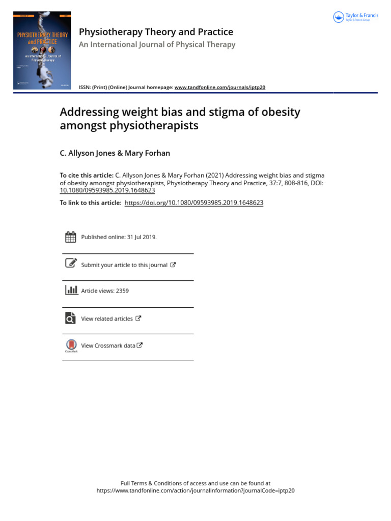 Weight Bias in Physiotherapy Practice | PDF | Effect Size | Obesity