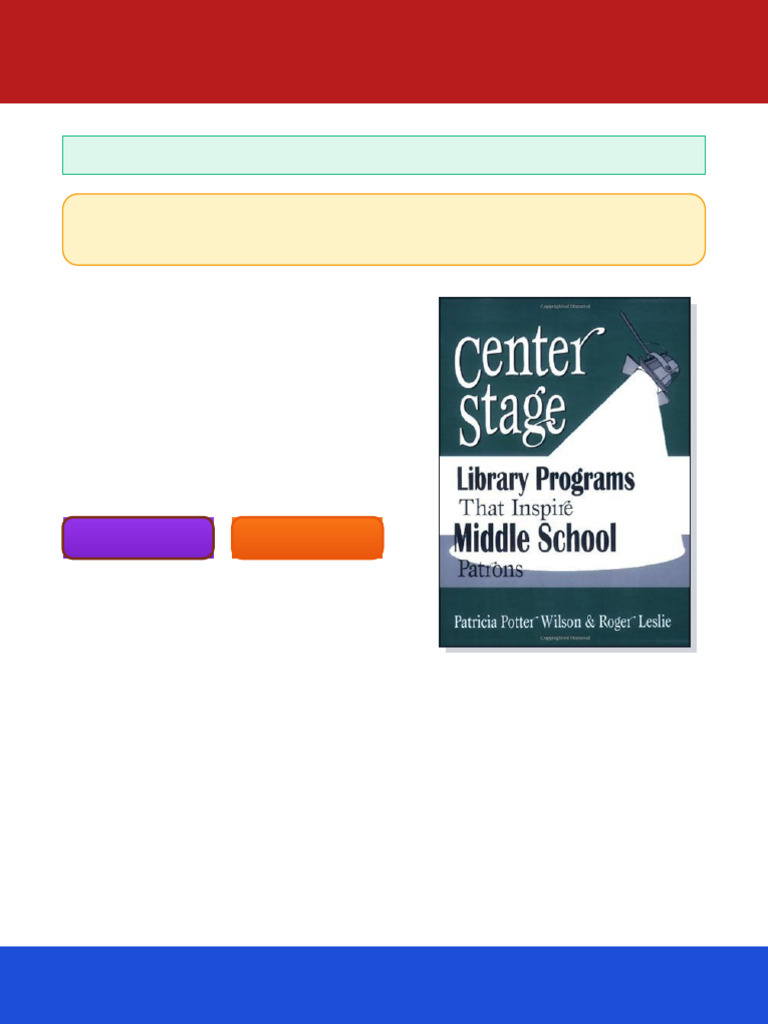 Center Stage Library Programs That Inspire Middle School Patrons 3rd ...