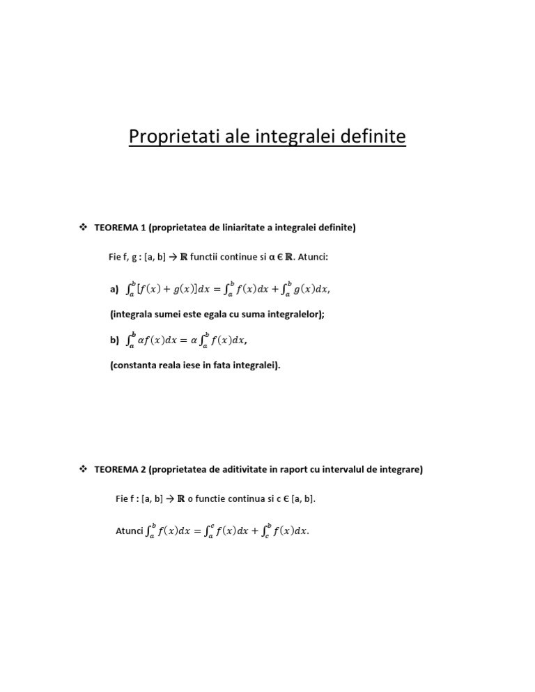 Proprietati Ale Integralei Definite | PDF