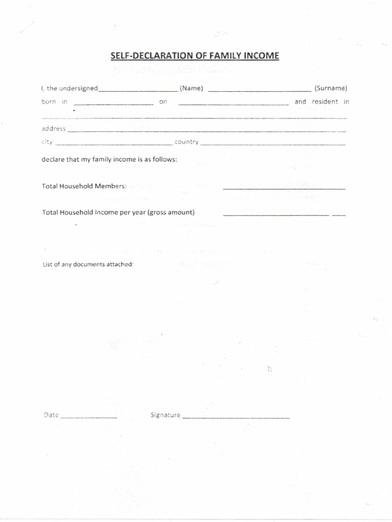 Self Declaration Form Income | PDF