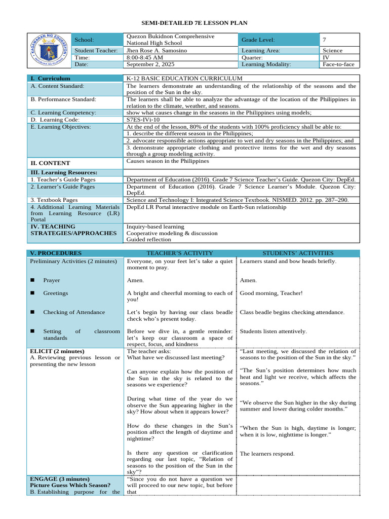 Revised Semi DLP Season in The PH | PDF | Equator | Wet Season