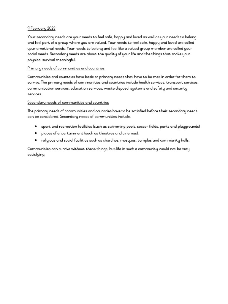 Understanding Community Needs: Primary vs. Secondary | PDF