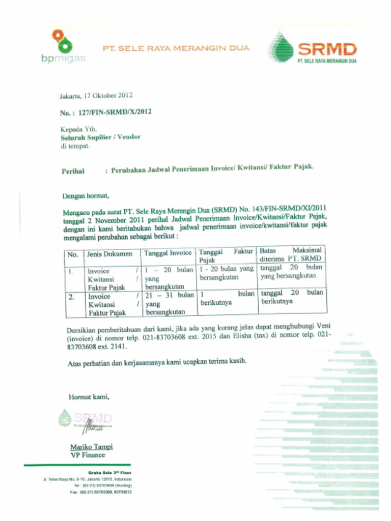 Jadwal Terima Invoice SRMD | PDF