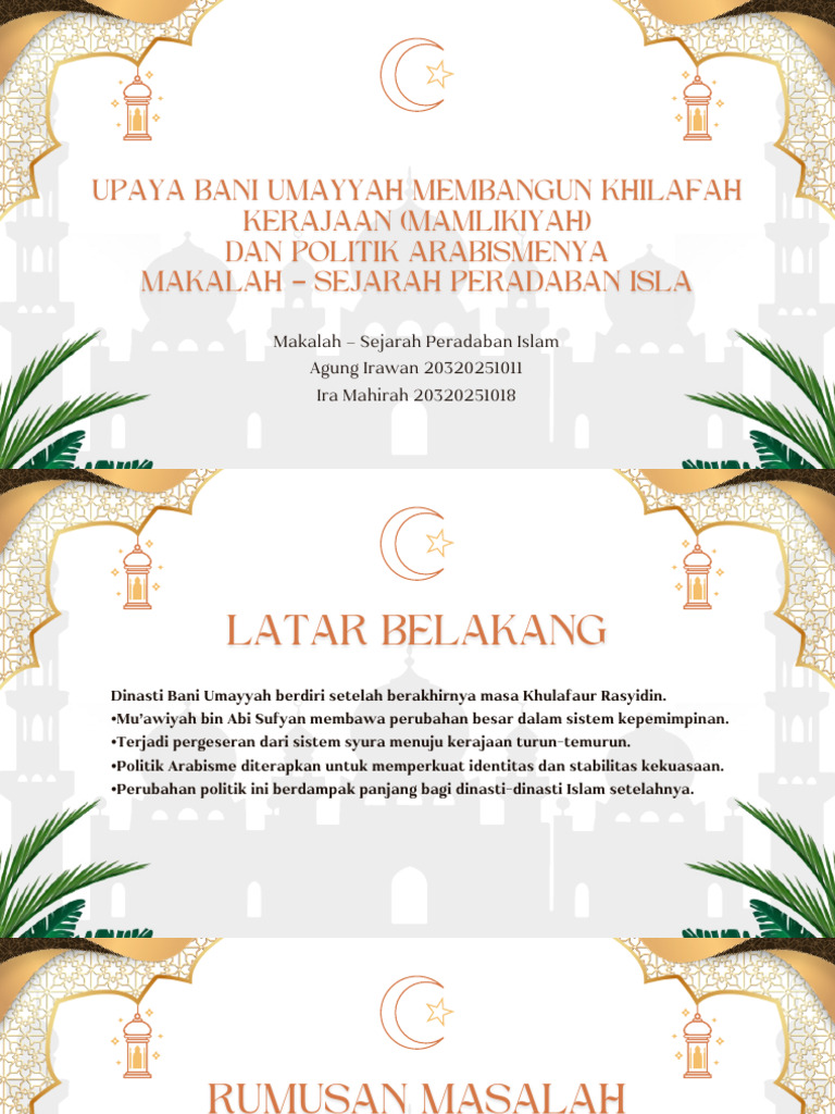 Upaya Bani Umayyah Membangun Khilafah Kerajaan (Mamlikiyah) Dan Politik ...