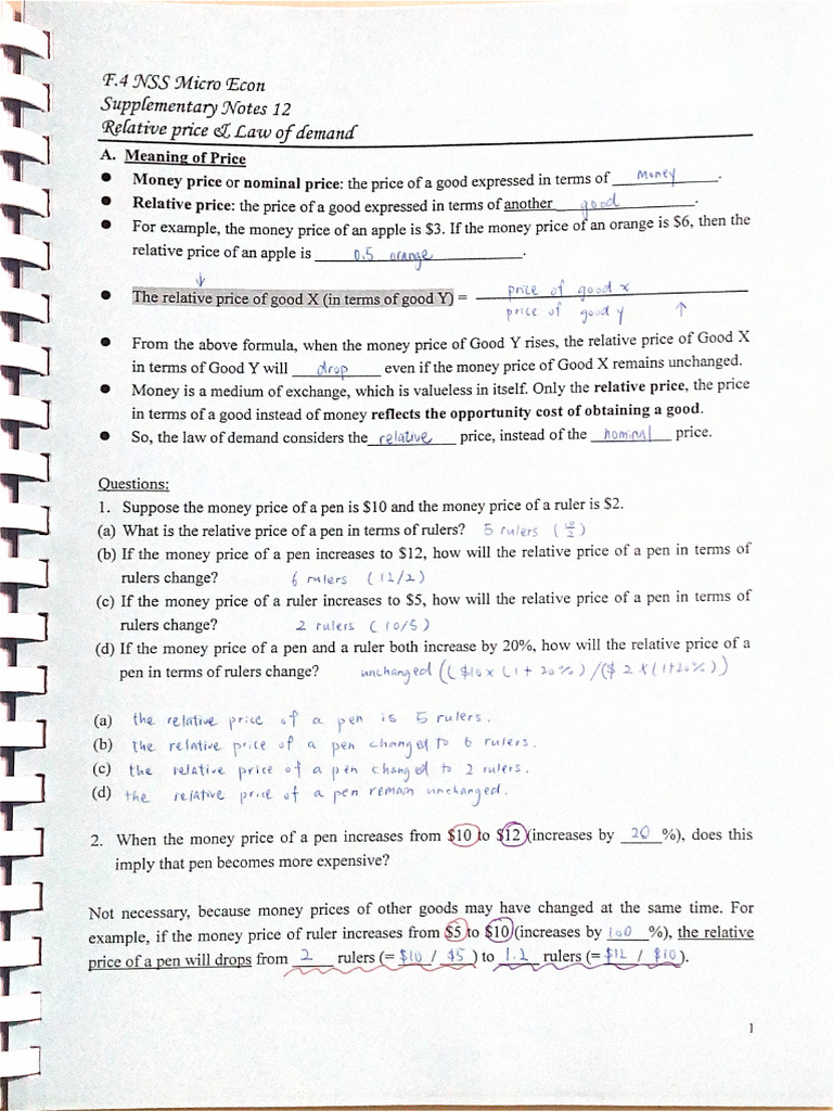 F.4 Ch12 Relative Price & Law of Demand | PDF