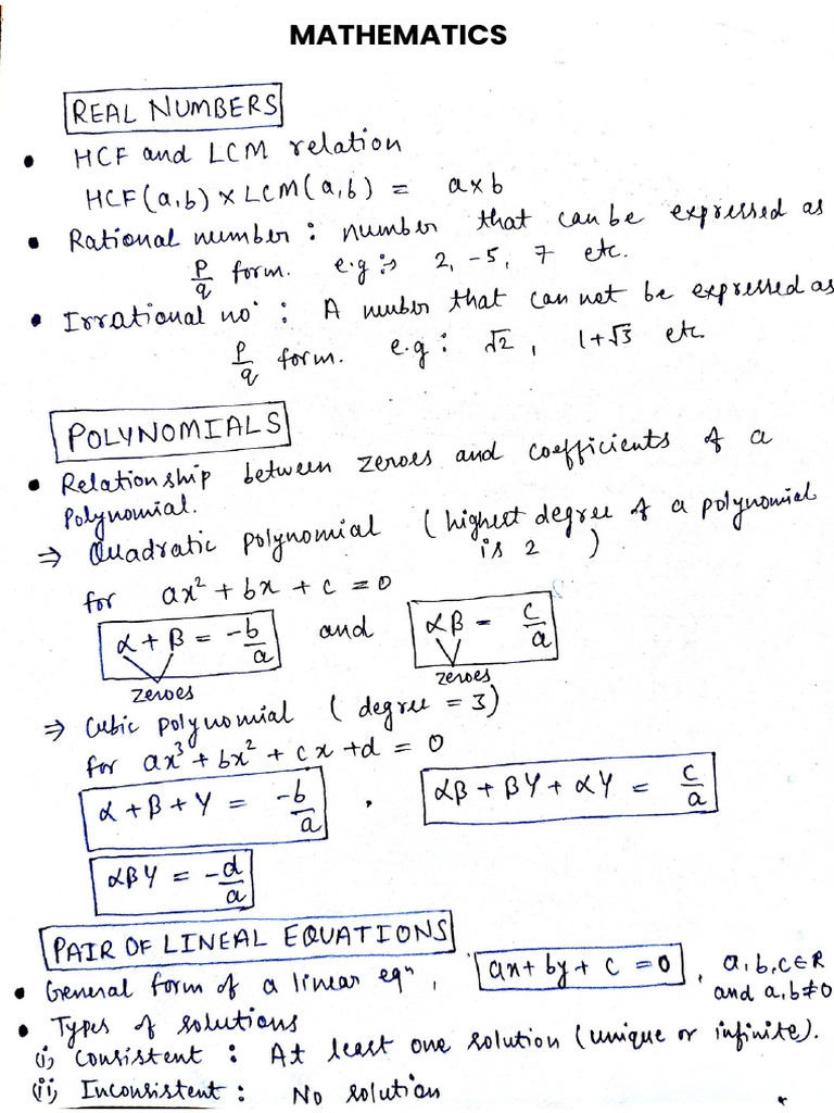 Math Class-10 Formula Sheet.pdf | PDF