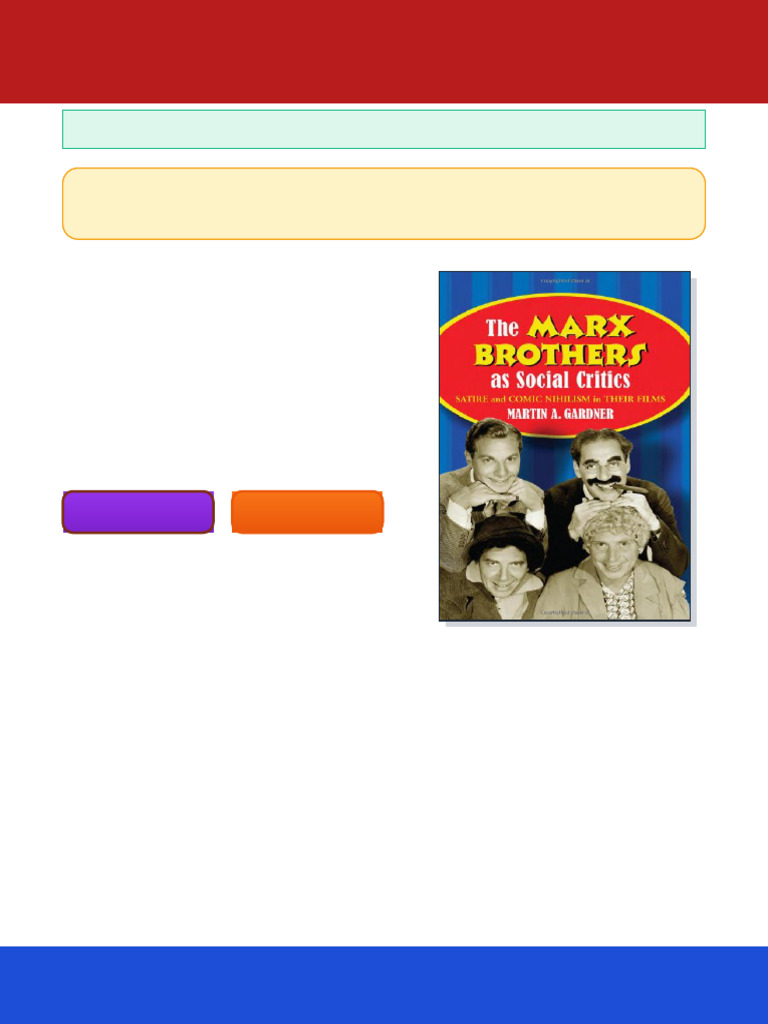 The Marx Brothers as Social Critics Martin A. Gardner ebook ready-for ...