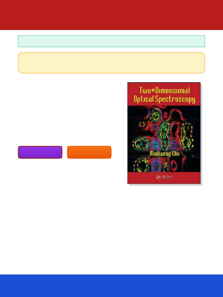 Two Dimensional Optical Spectroscopy 1st Edition Minhaeng Cho ebook ...