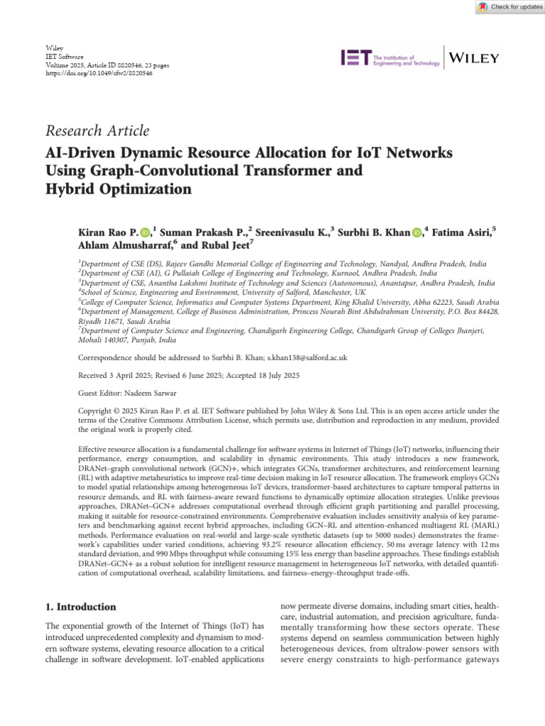 AI Resource Allocation in IoT Networks | PDF | Internet Of Things ...