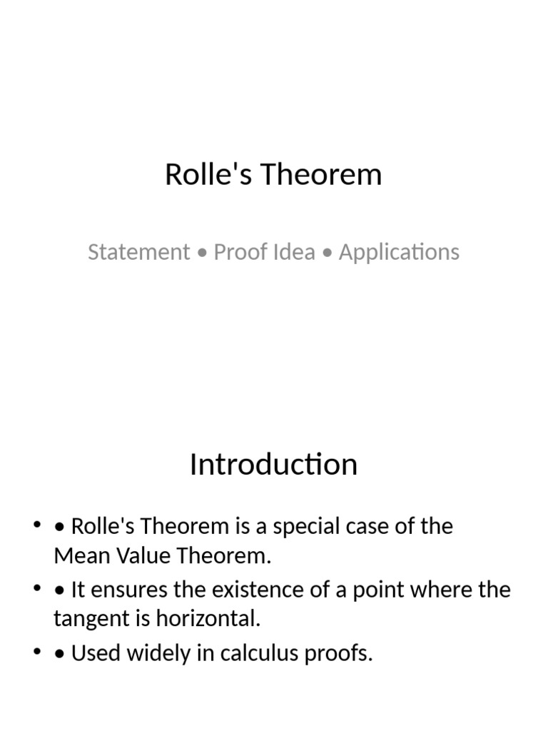 Rolles Theorem 15 Slides | PDF