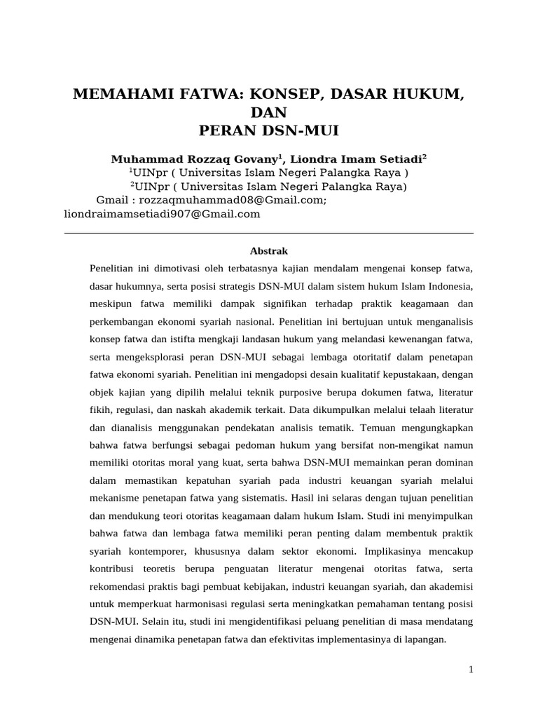 Peran DSN-MUI dalam Fatwa Ekonomi Syariah | PDF