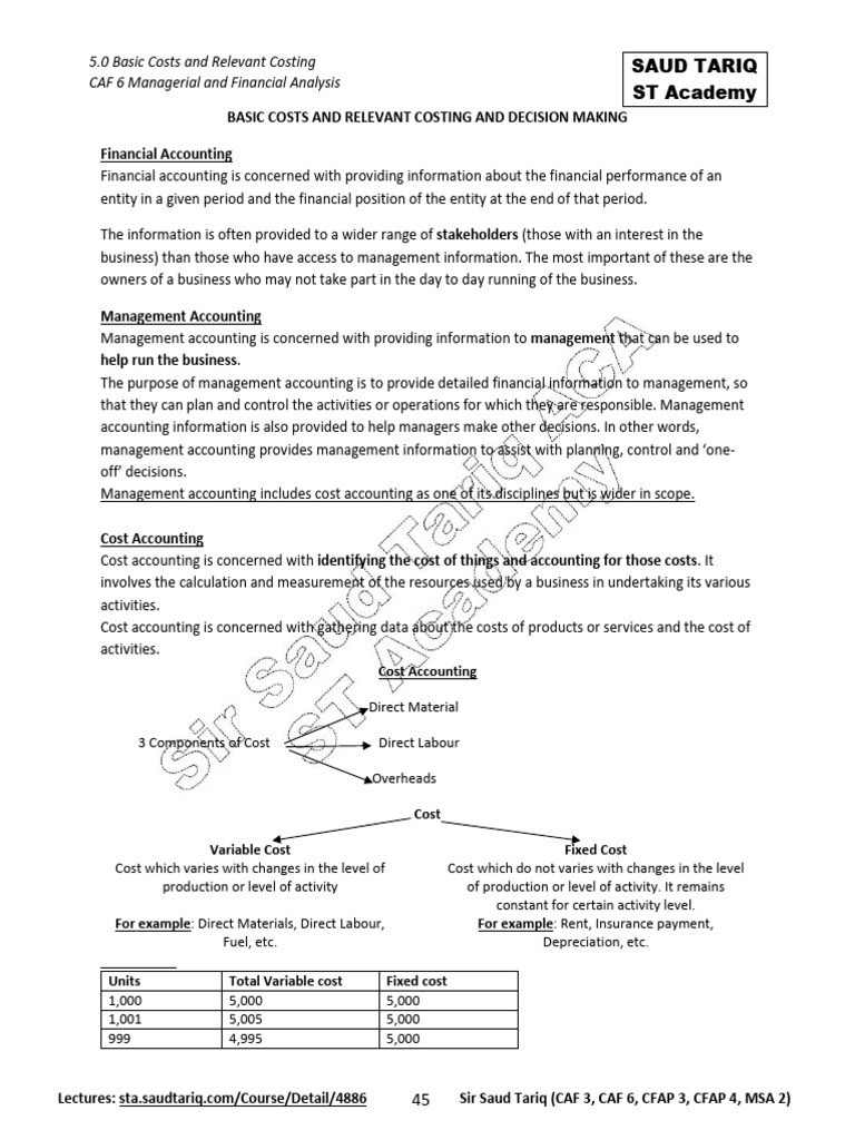 Caf 6 Limited Relevant Costing and Decision Making | PDF | Cost ...