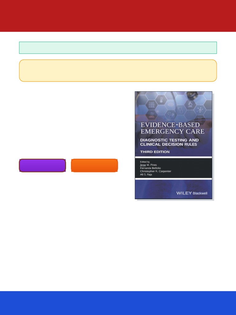 Evidence-Based Emergency Care: DIAGNOSTIC TESTING AND CLINICAL DECISION ...