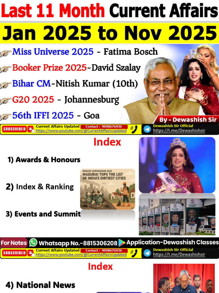 Current Affairs Updates and Awards 2025 | PDF